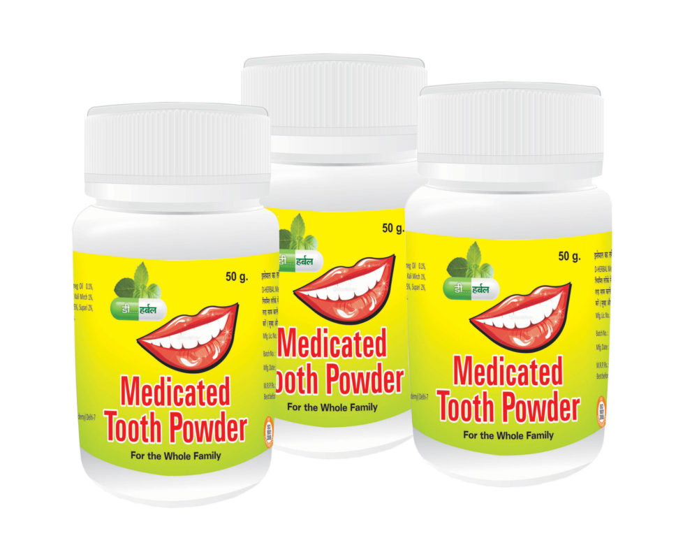 Dherbal Medicated Tooth Powder for Healthy Teeth - Pack of 3 - Dherbal